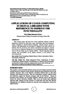 Applications of Cloud Computing in Digital Libraries with Reference to Improve the Functionality ...